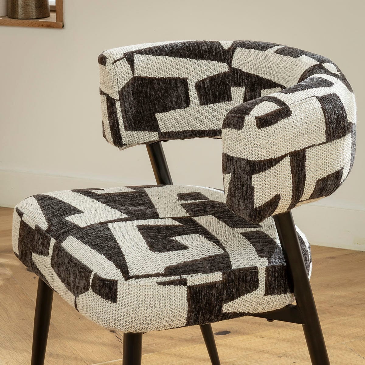 Set of 4 Contemporary Kitchen Dining Room Chairs White Black Fabric ...