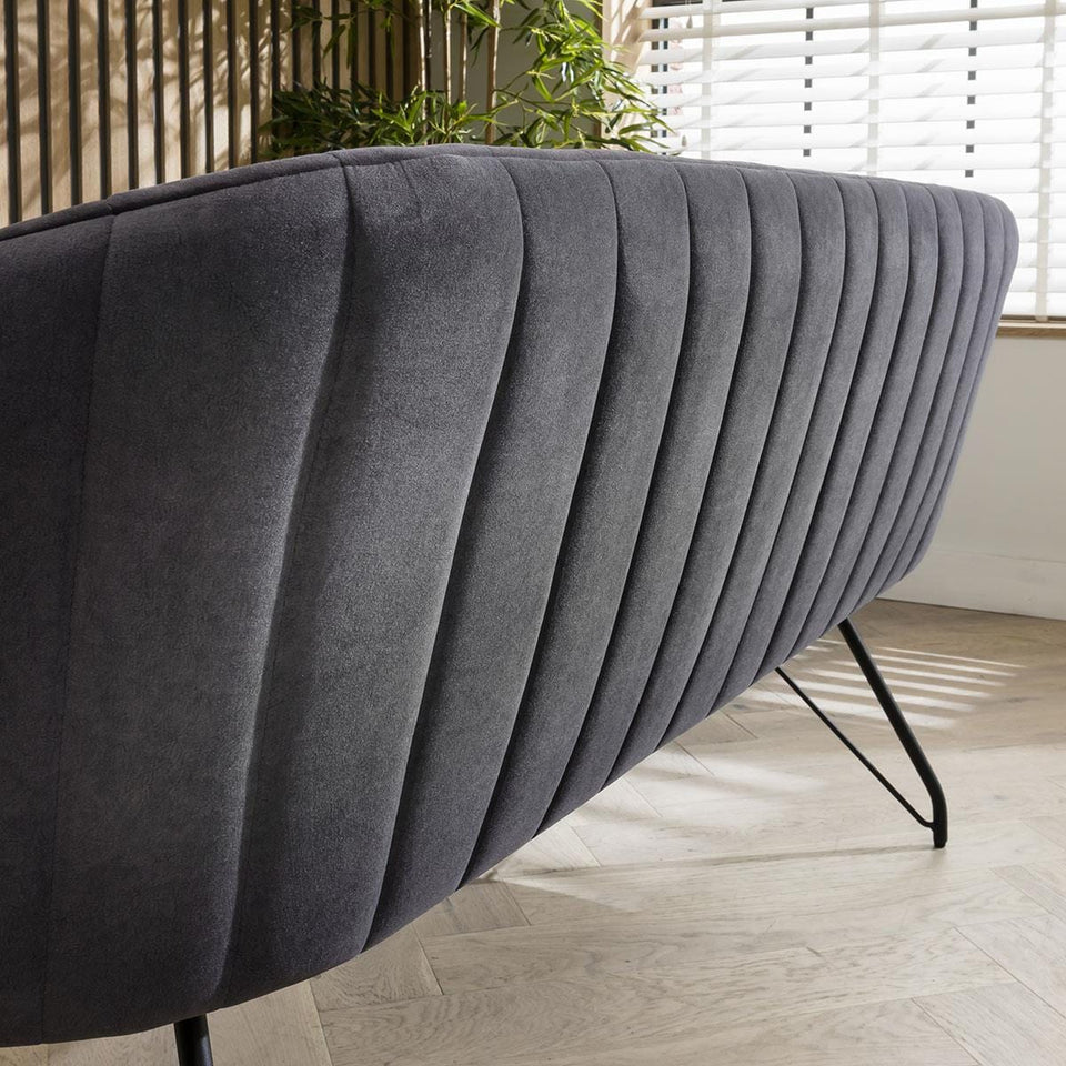 6 Seater Modern Bench Dining Set With Grey Chairs - Ceramic Marble Din ...