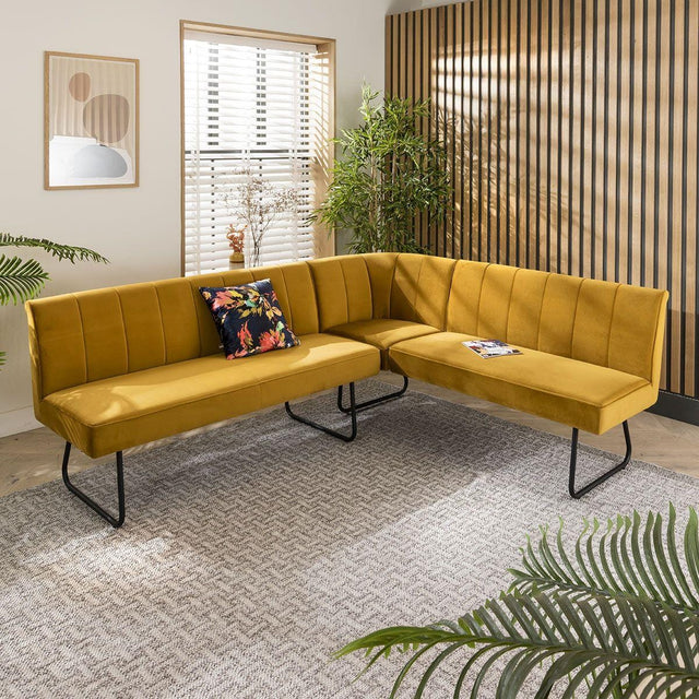 Contemporary Kitchen Corner Dining Bench Seat Mustard 5 Seater L/R ...