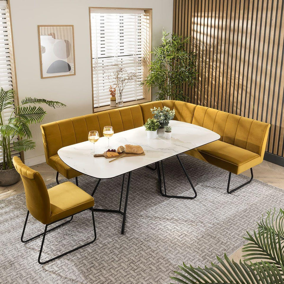 Contemporary Kitchen Corner Dining Bench Seat Mustard 5 Seater L/R ...