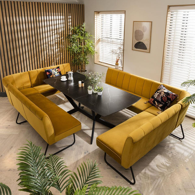 Deco Ceramic Extending Corner Bench Dining Set Mustard & Black B2L ...