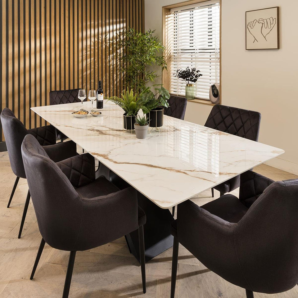 Duke 6 Seater Ceramic Dining Set Grey – Quatropi