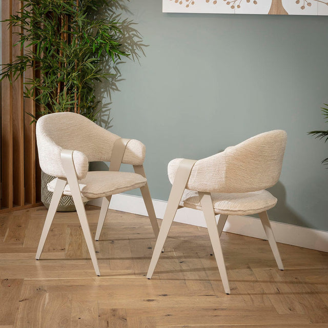 Freya Ultra-Modern Metal Carver Dining Chair with Arm Cream – Quatropi