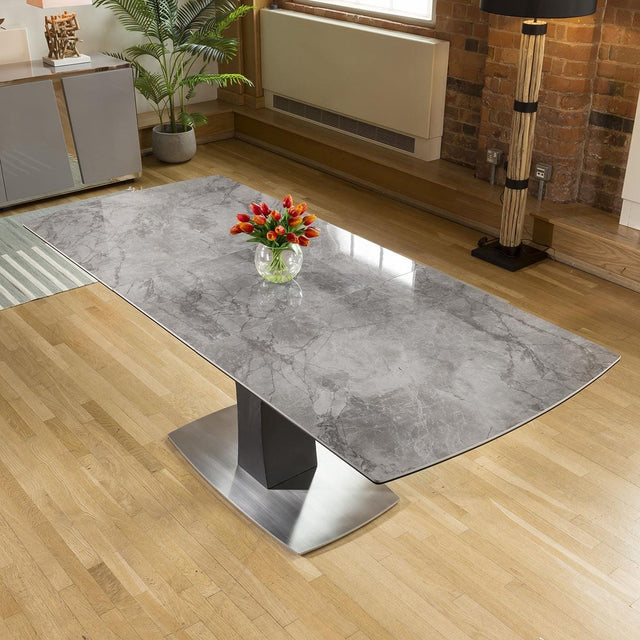 Huge Modern Grey Ceramic Dining Table Rectangle Extends 1.6 - 2.1m ...