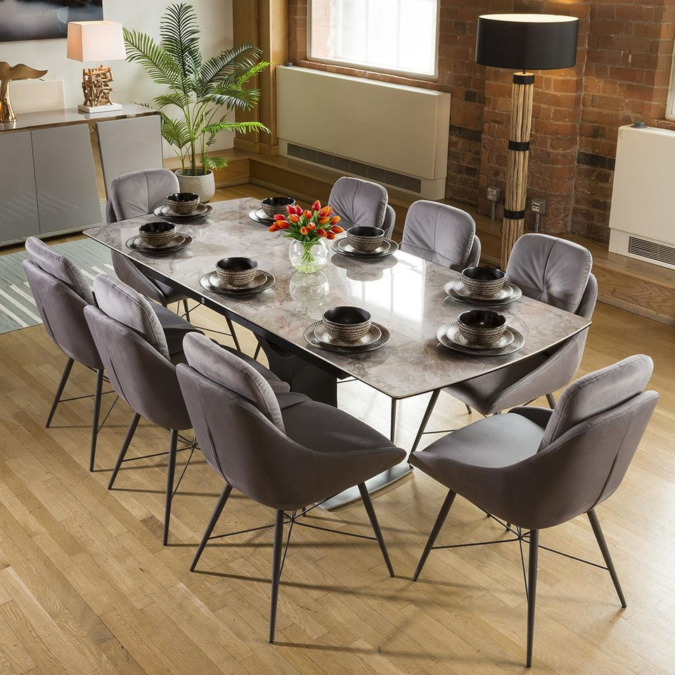 Huge Modern Grey Ceramic Dining Table Rectangle Extends 1.6 - 2.1m ...