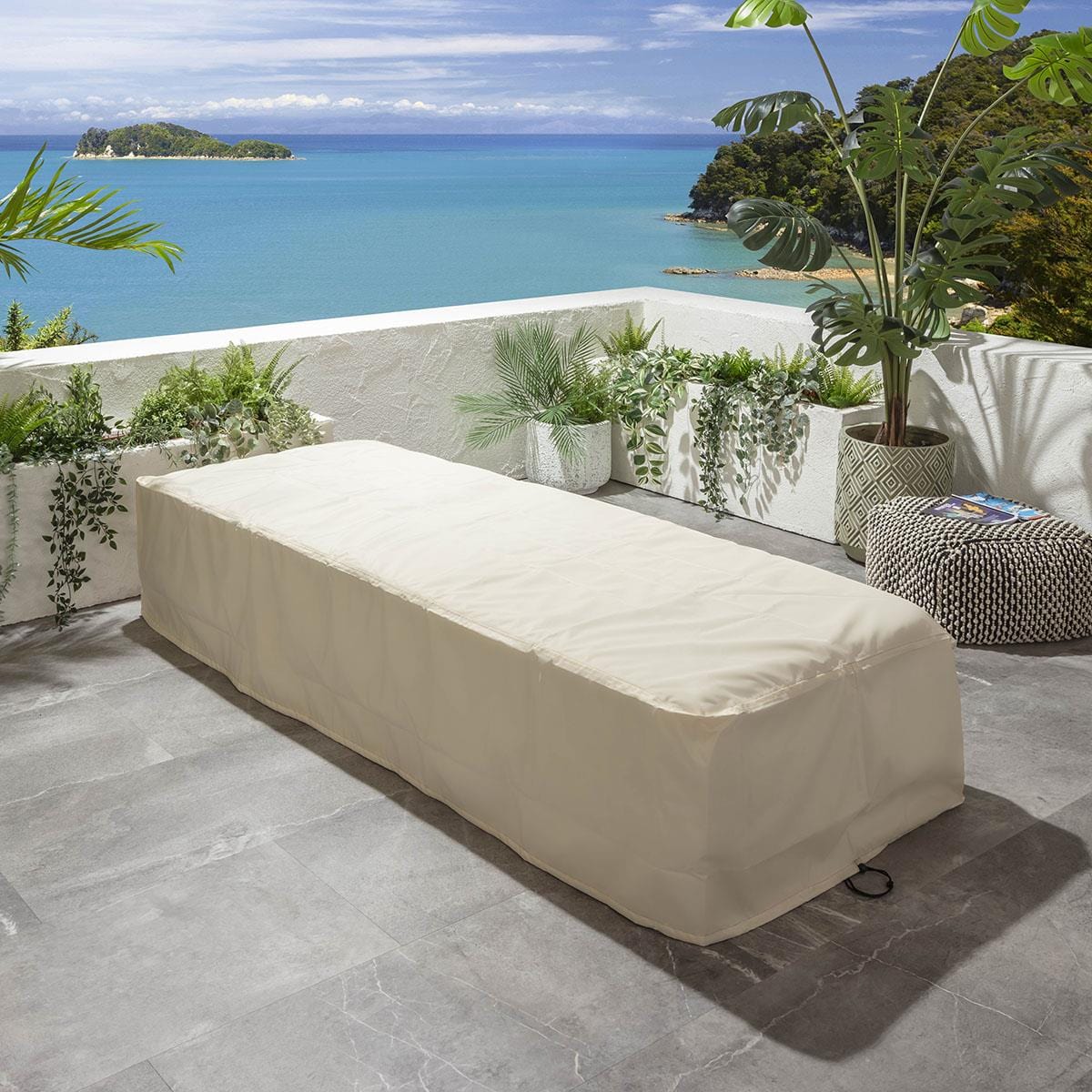 Luxury Outdoor Garden Cushioned Rattan Sun Lounger Reclining Beige ...