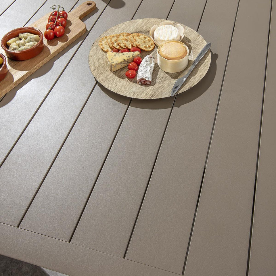 Modern 10 Seat Outdoor Garden Dining Table Cross X-Leg Metal Beige ...