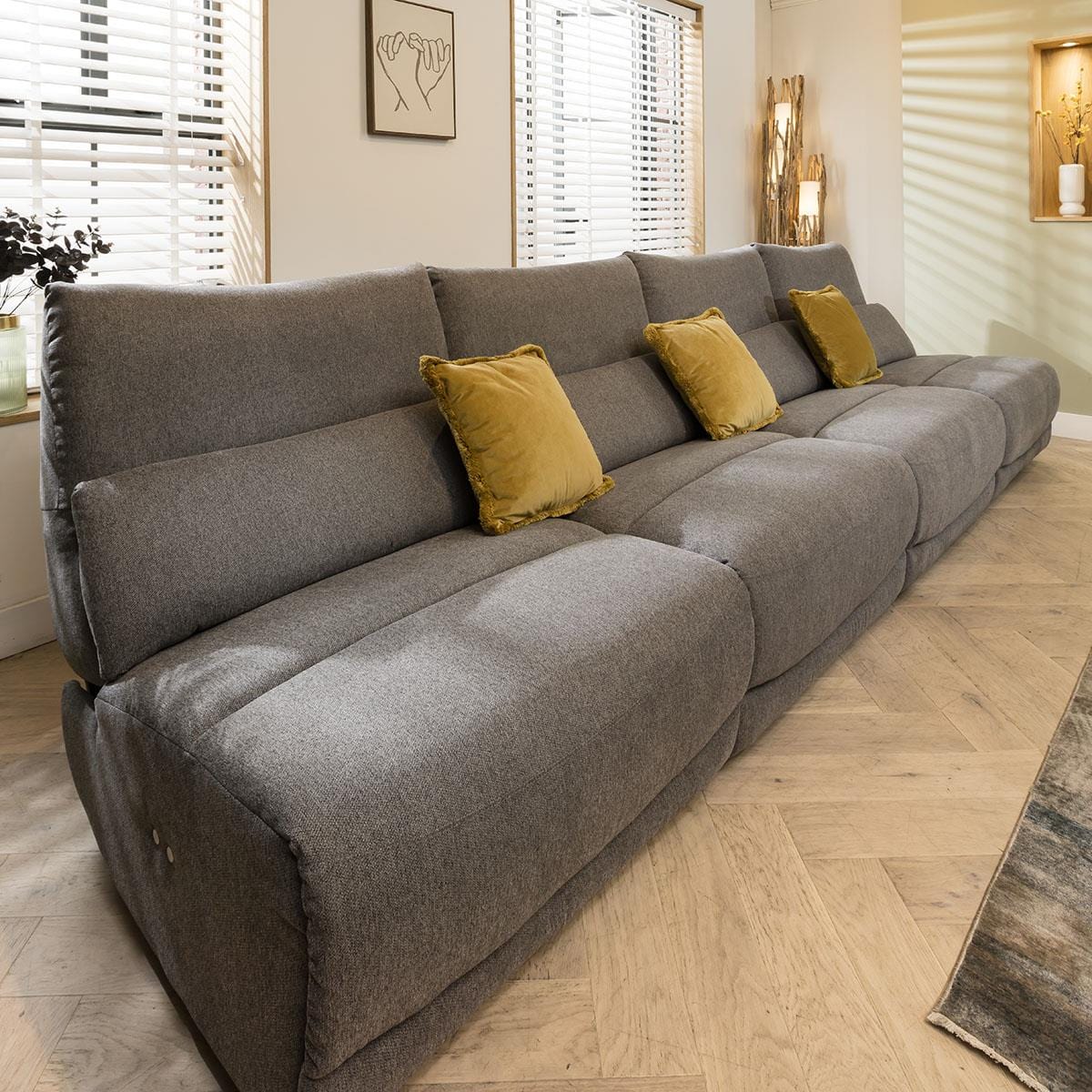 Modern 5 Seater Modular Electric Recliner Sofa Couch Grey Fabric S4R ...