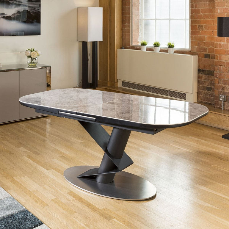 Contemporary Extendable Dining Table Grey Ceramic Marble 6 Seater ...