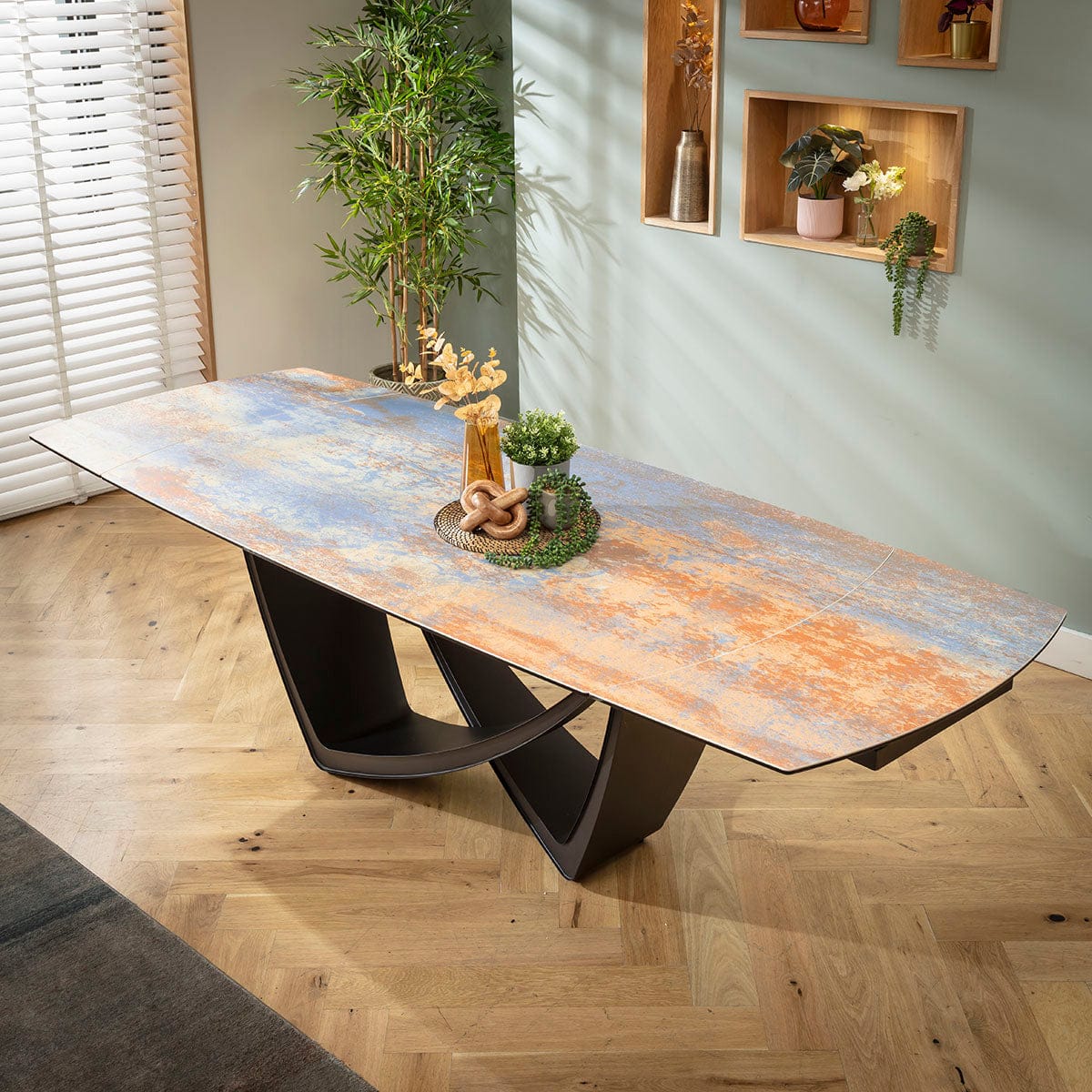 Modern Extendable Dining Table and Chairs 6 Seater Set Rustic Blue ...