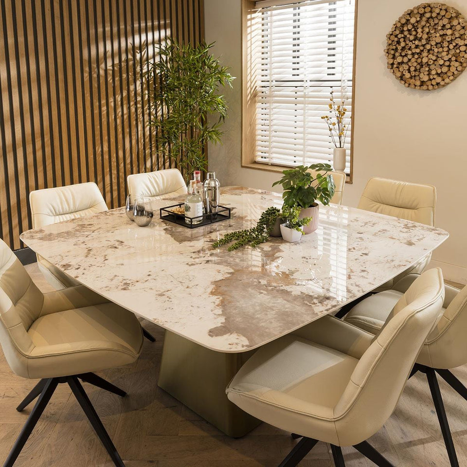 Nora 8 Seater Square Ceramic Dining Set Cream – Quatropi