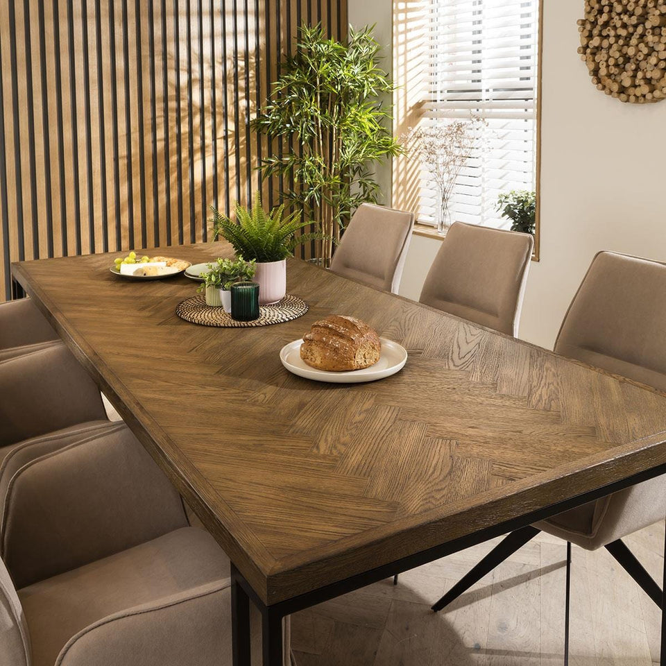 Nova Solid Wood Herringbone 6 Chair Dining Set Mink – Quatropi