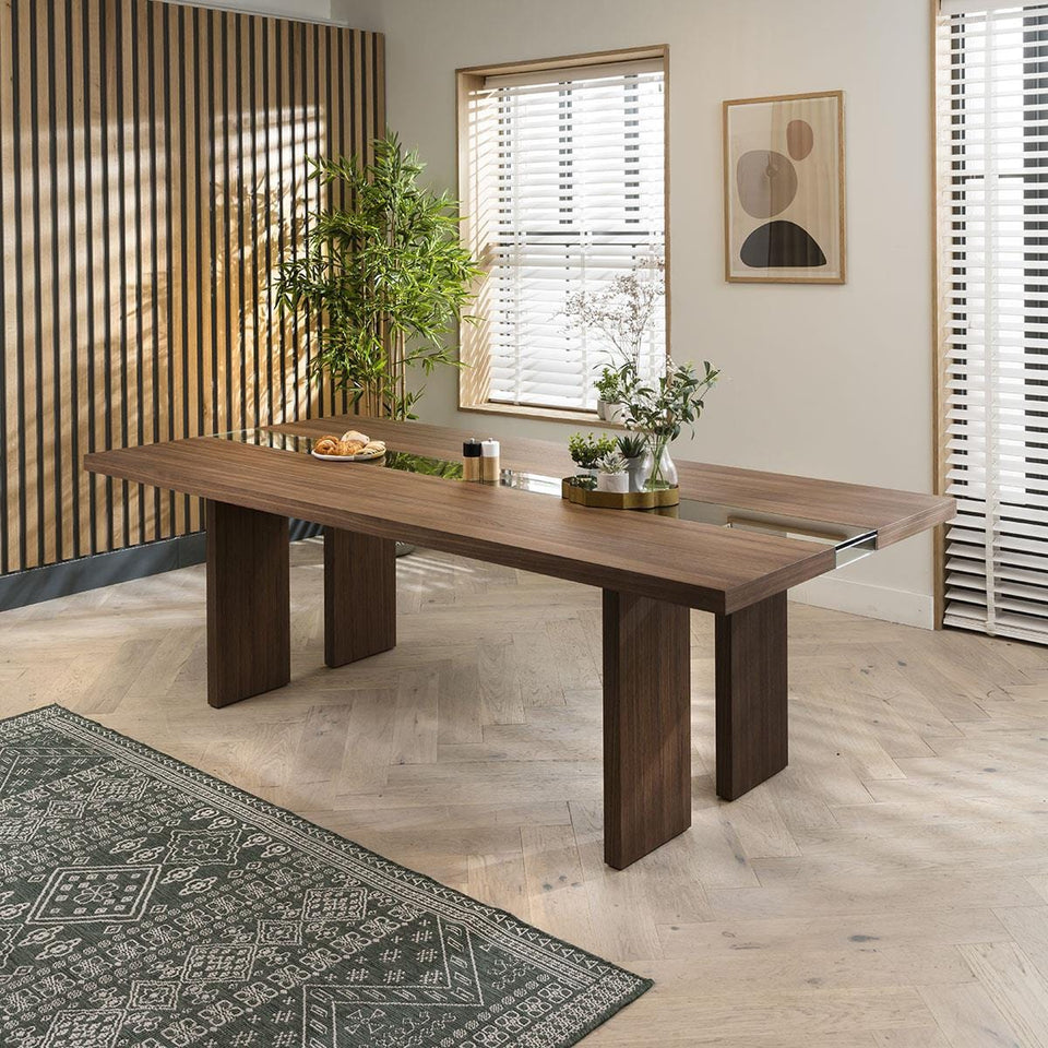 Quatropi Modern Large Kitchen 10 Seater Dining Table 240cm Walnut Brown