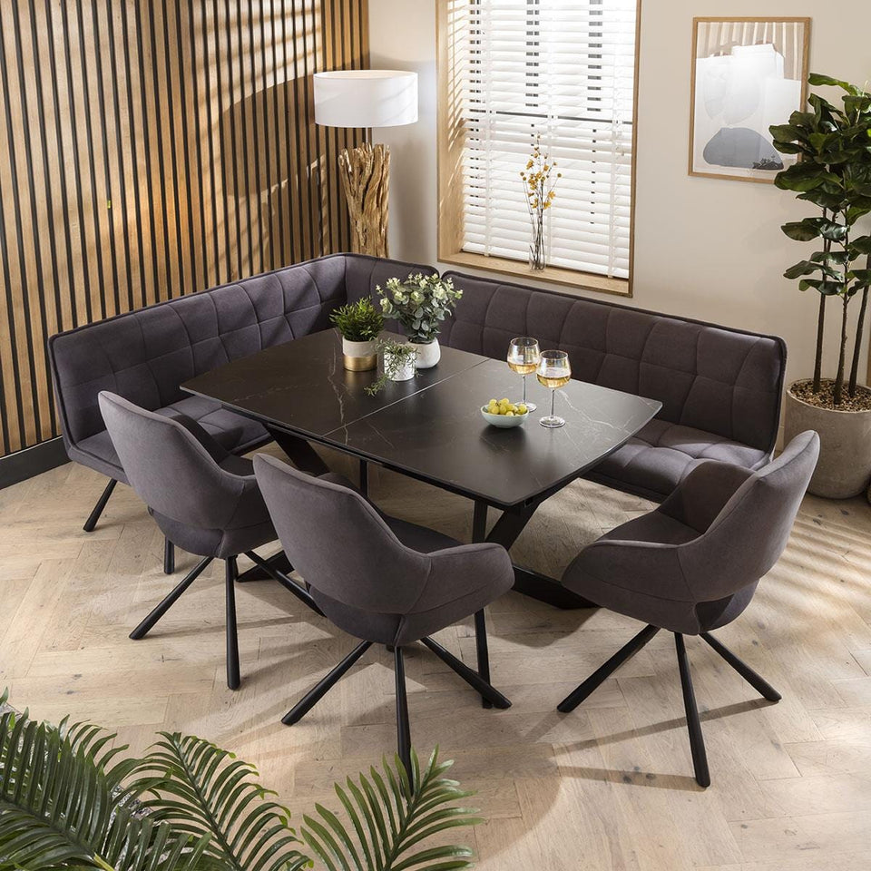 Quatropi Modern Right-Hand Kitchen Corner Dining Bench Seat Grey