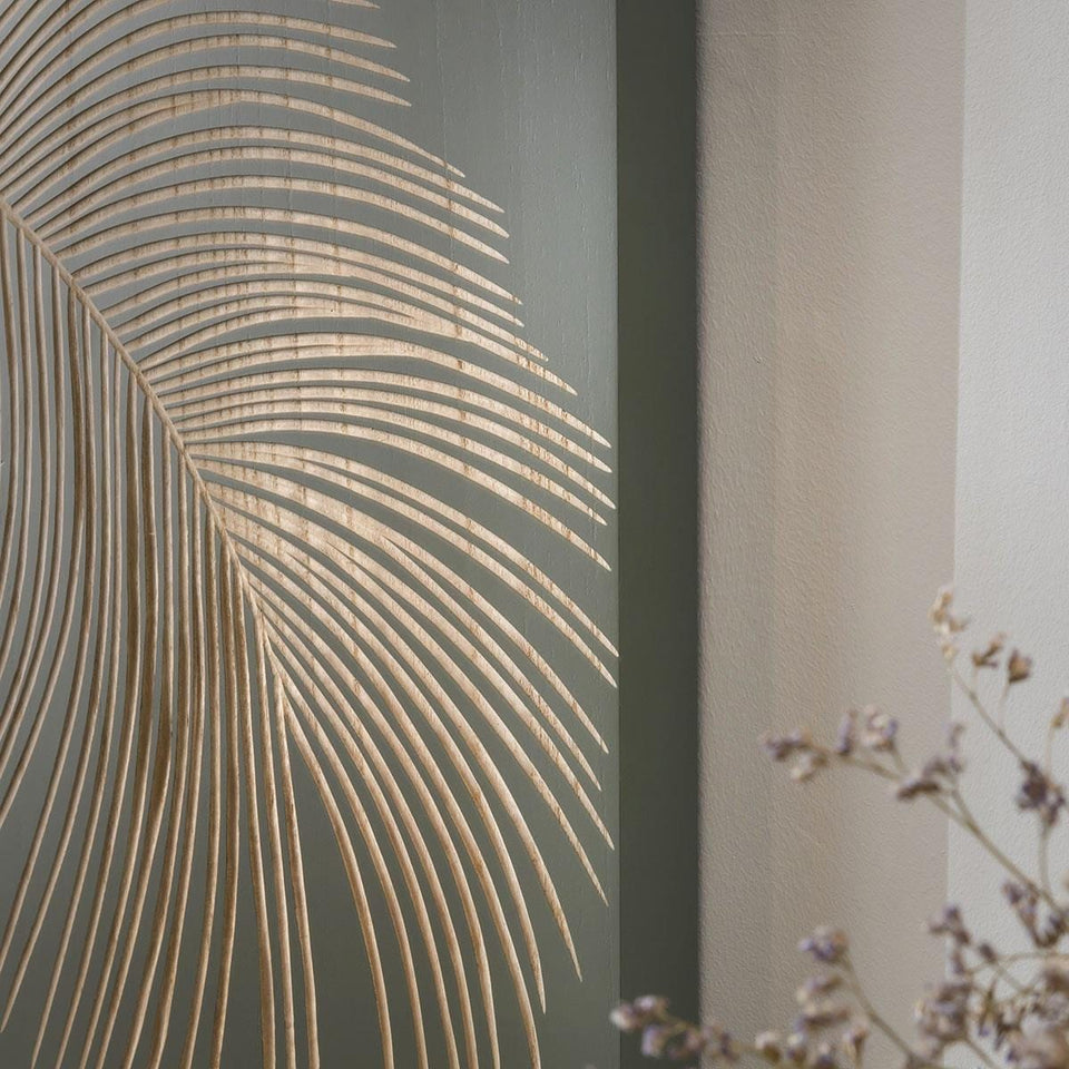 Quatropi Wall Art - Hand Carved Green Wood Wall Decor Panels - 135x150cm