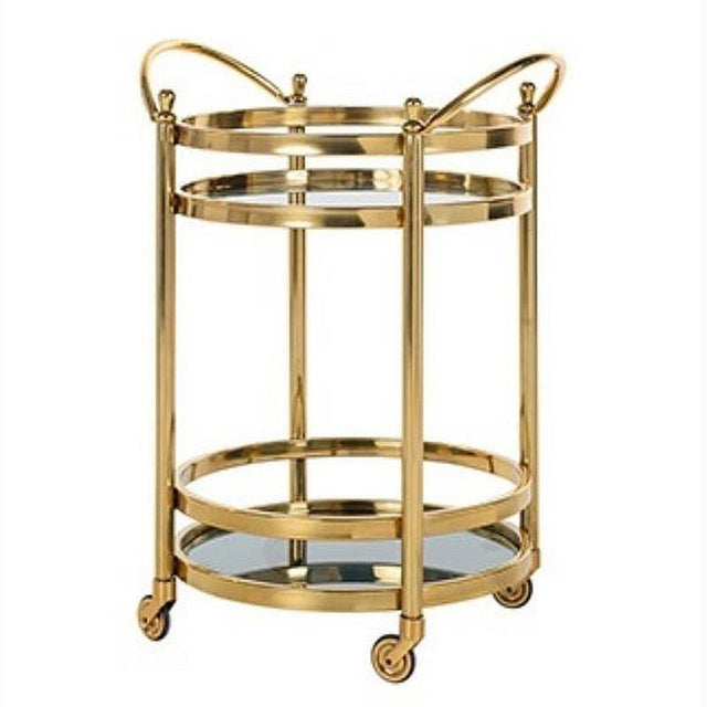 Round Drinks Trolley Dessert Cart Gold Stainless Lounge Dining Room 55 ...