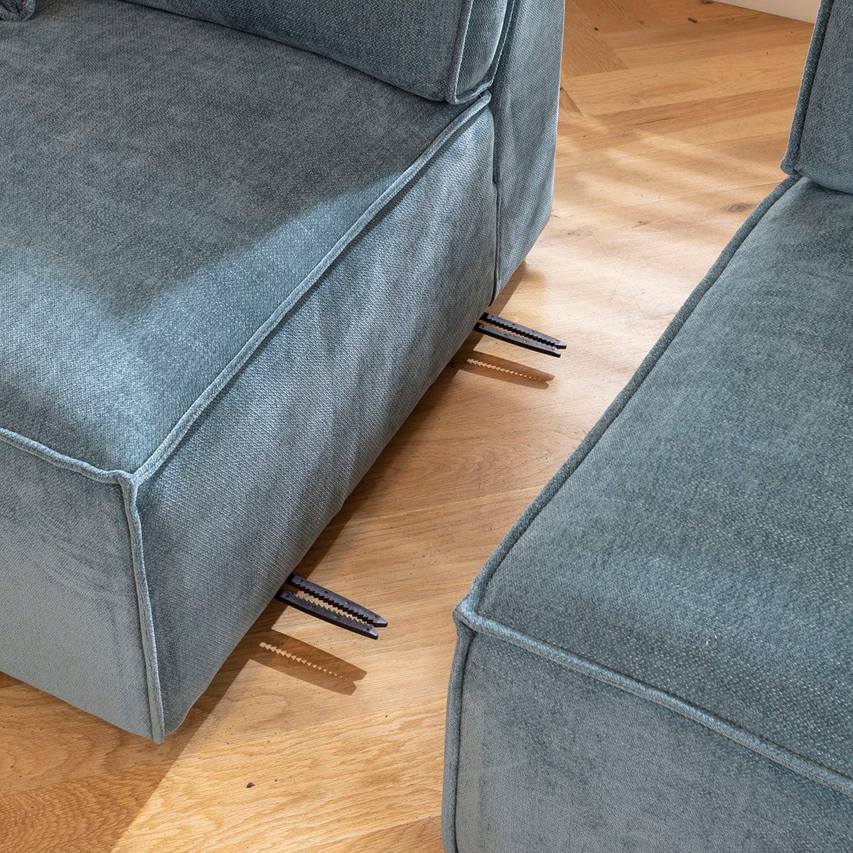 Modern L-Shape Corner Sofa 5 Seater Modular Settee Aqua Blue Fabric ...