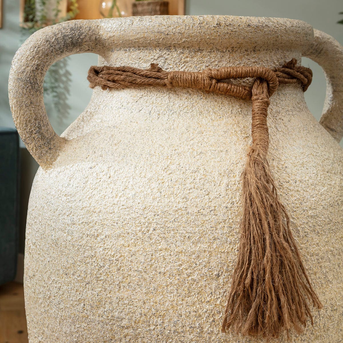 Set of 2 Large Floor Standing Decorative Indoor Pots Vases White Sand ...