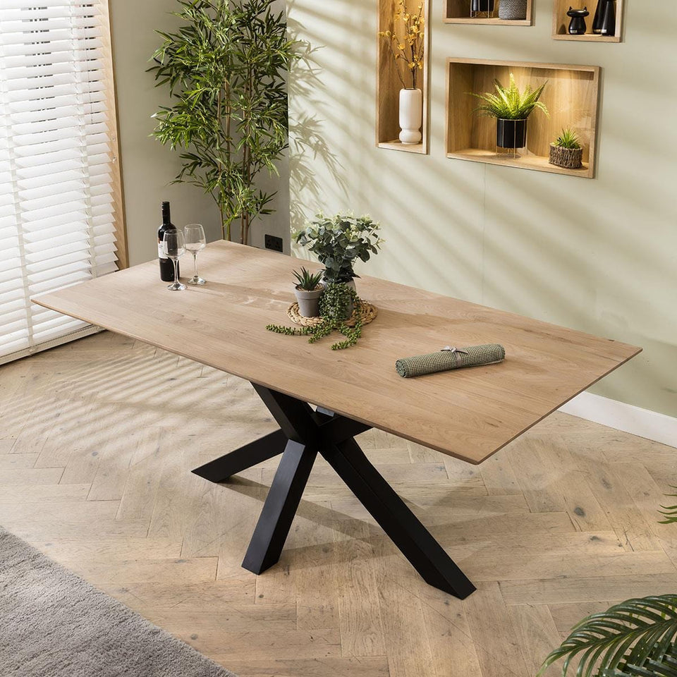 Solid Natural Wood Dining Table With 6 Chairs Dining Set Mink 190cm ...